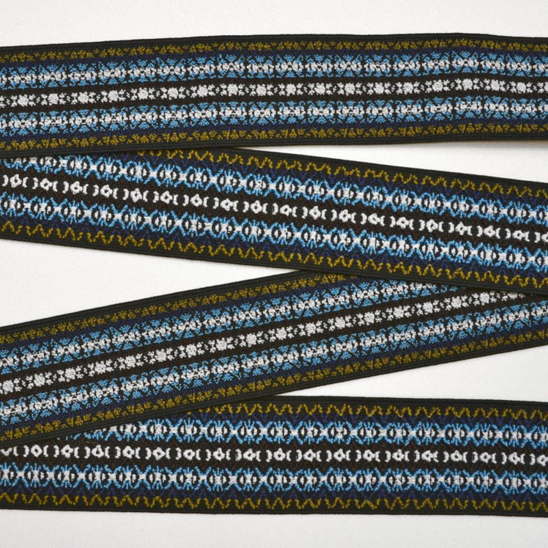 50mm (2") Blue & White Multi-Colour Patterned Elastic – The Crafty ...