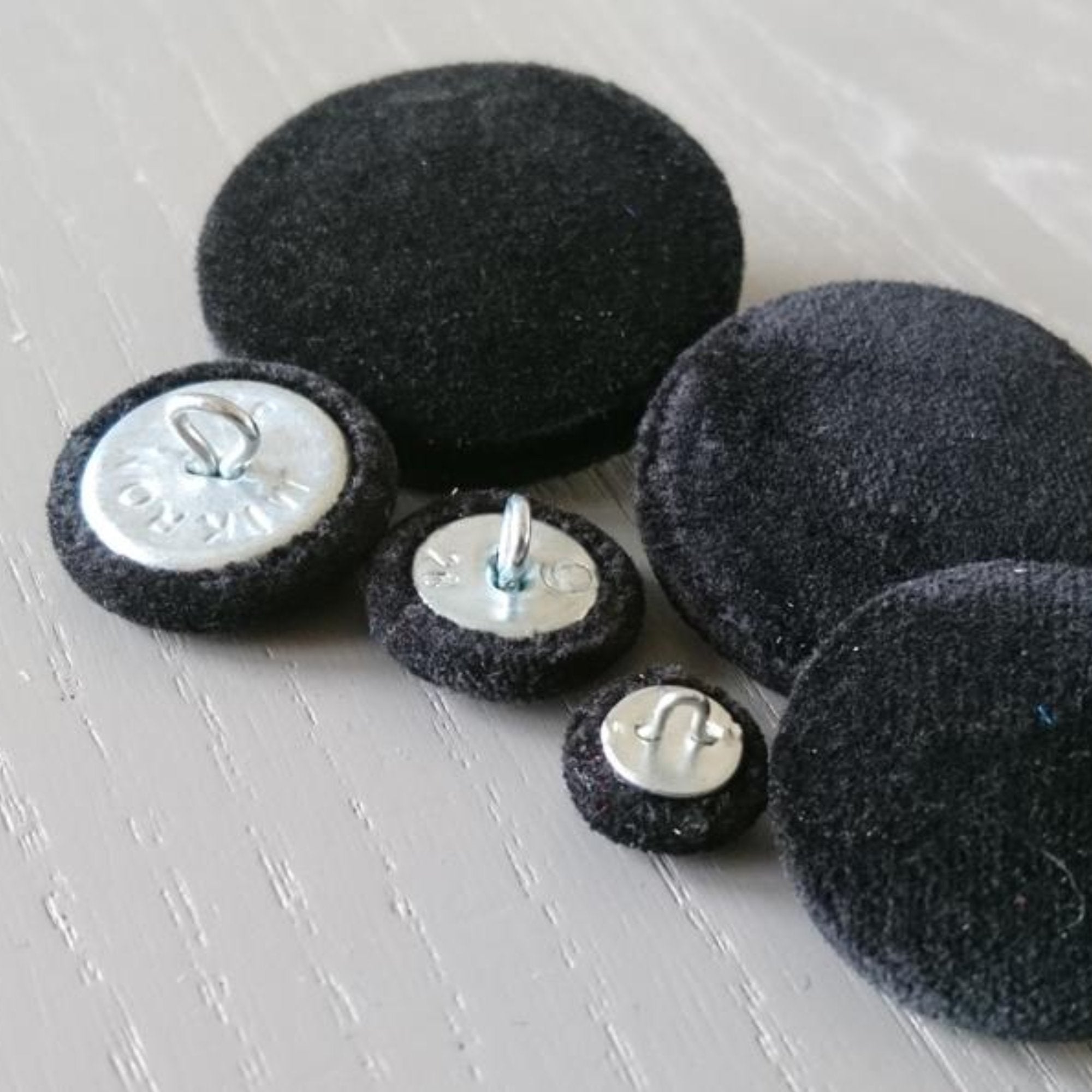 Black Velvet Buttons - Choice of Sizes