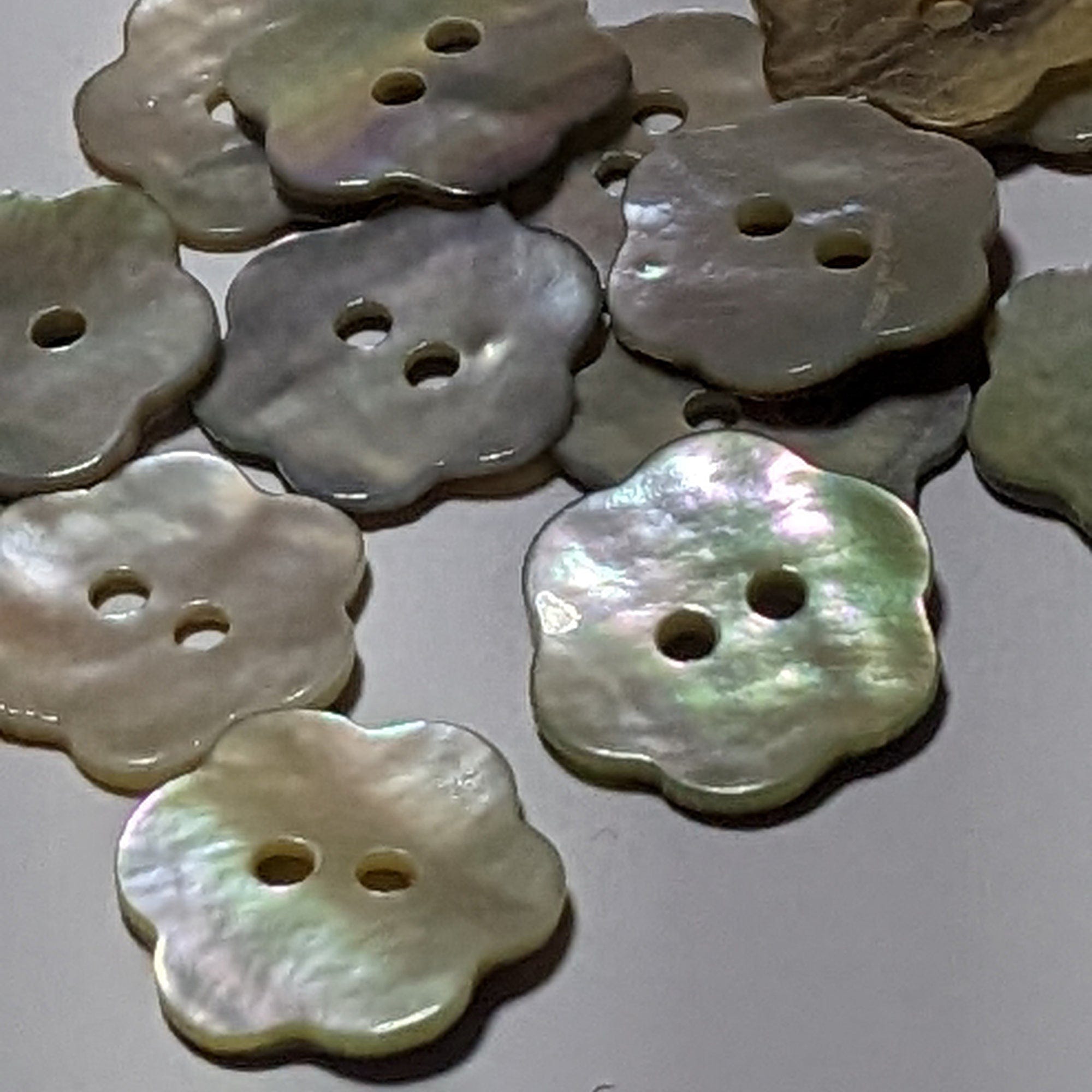 15mm or 11mm Small Flower Shaped Shell Natural Buttons – The Crafty ...