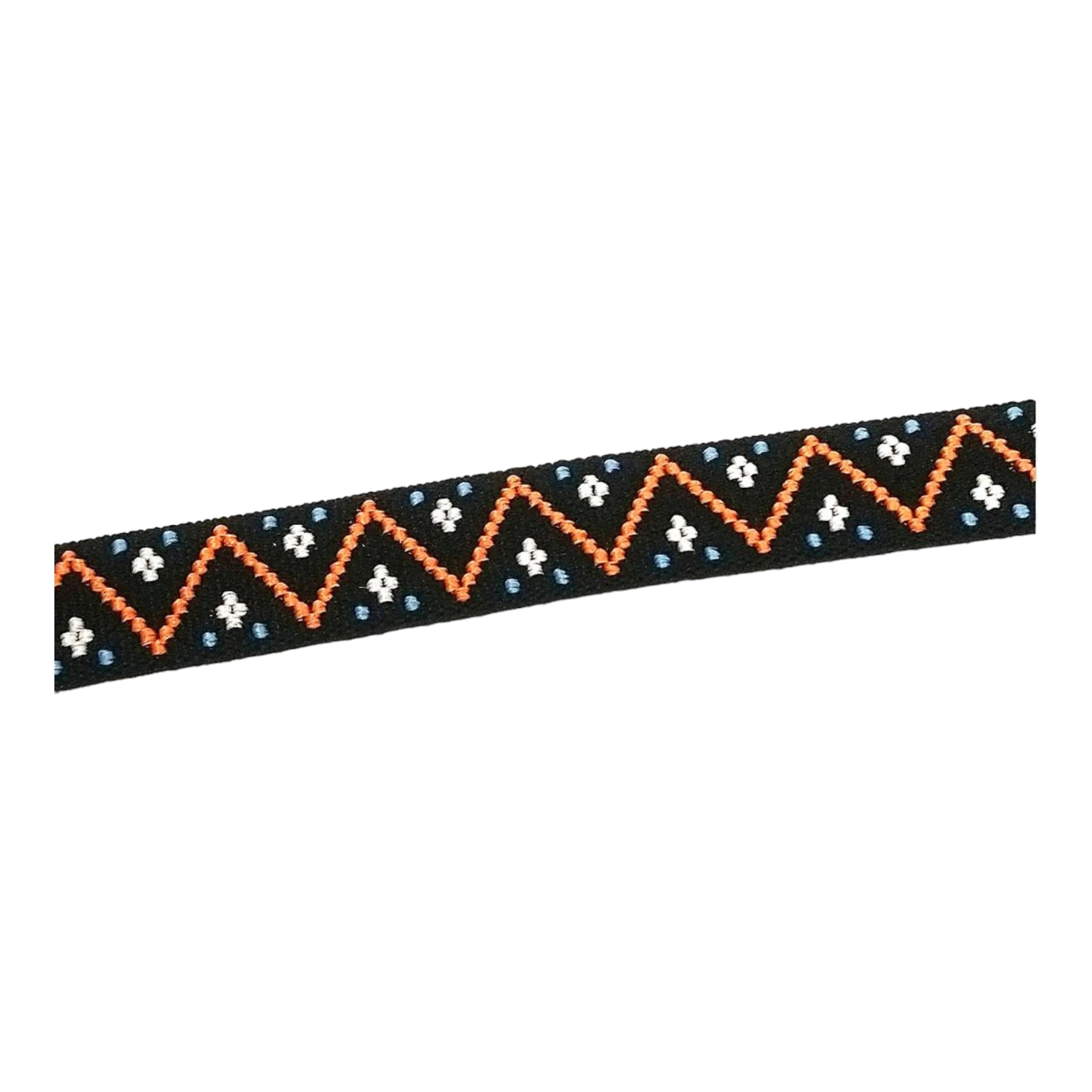 25mm (1") Black, Orange, White & Blue Patterned Coloured Woven Elastic ...